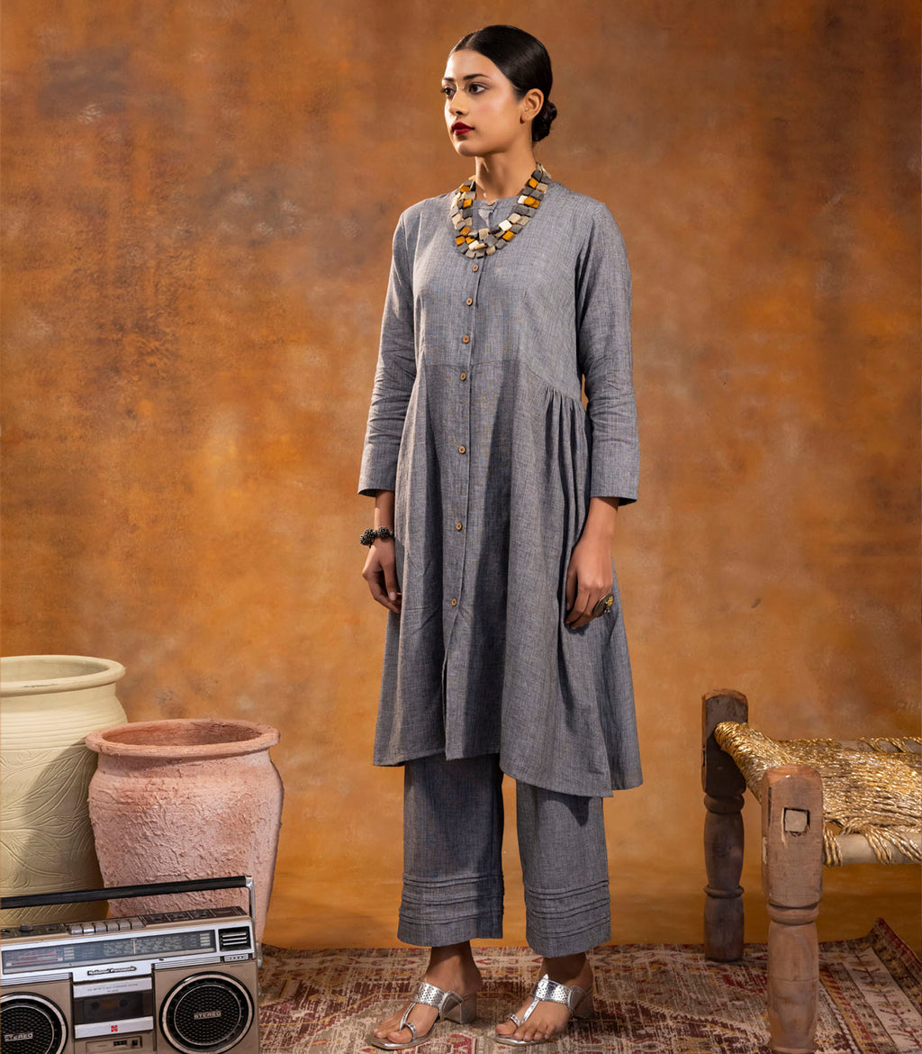 Dove Grey Cotton Co-ord Set – House Of Shrusha