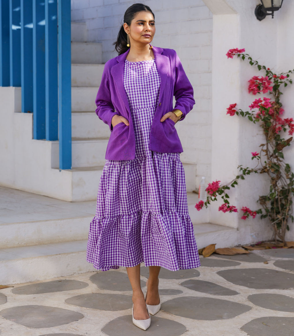 Purple Jute Jacket with Sleeveless Dress – House Of Shrusha
