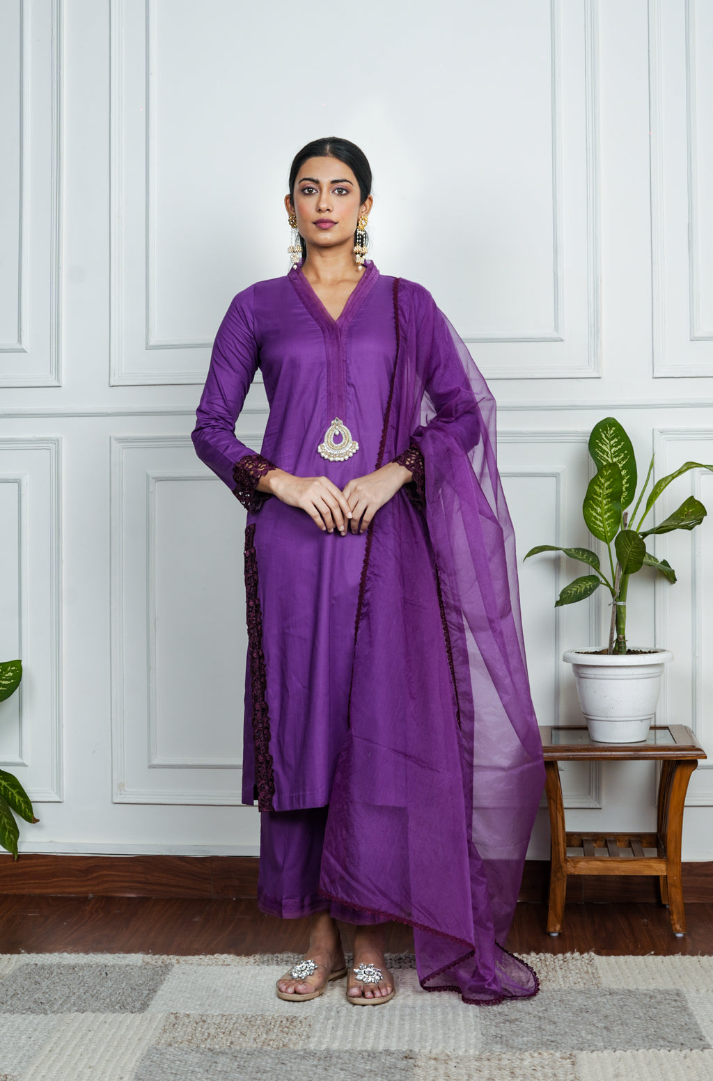 Purple Lawn Coord Set with Dupatta – House Of Shrusha